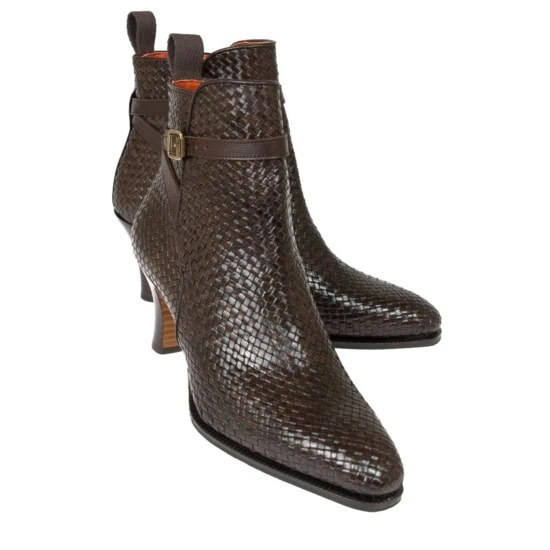 HEELED BOOTS BROWN BRAIDED |CARMINA