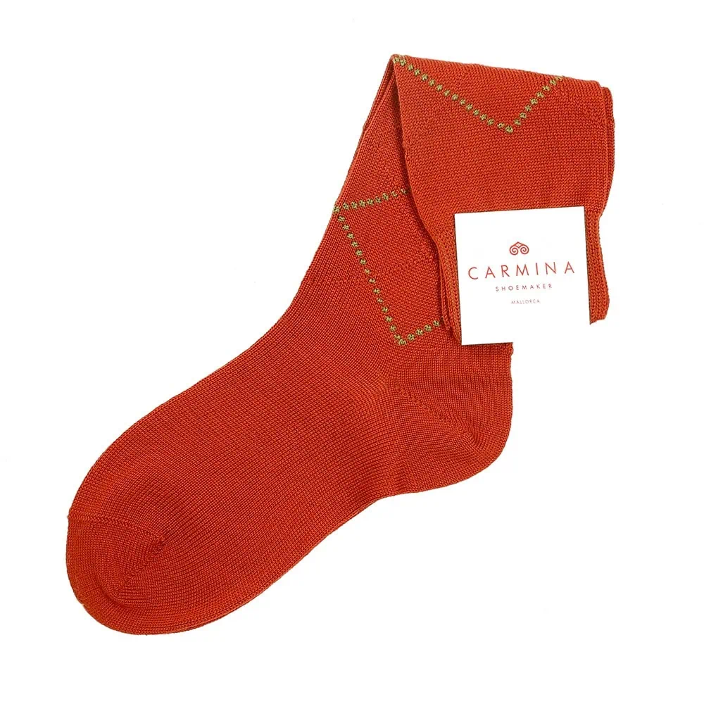 SHORT RED ARGYLE SOCKS | CARMINA