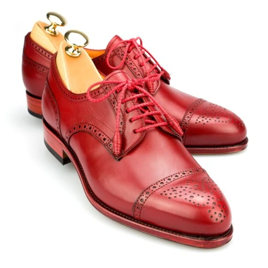 PLAIN TOE DERBY SHOES WOMEN RED VITELLO | CARMINA