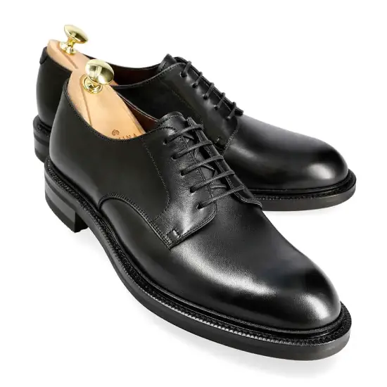 PLAIN TOE DERBY SHOES BLACK FUNCHAL| CARMINA