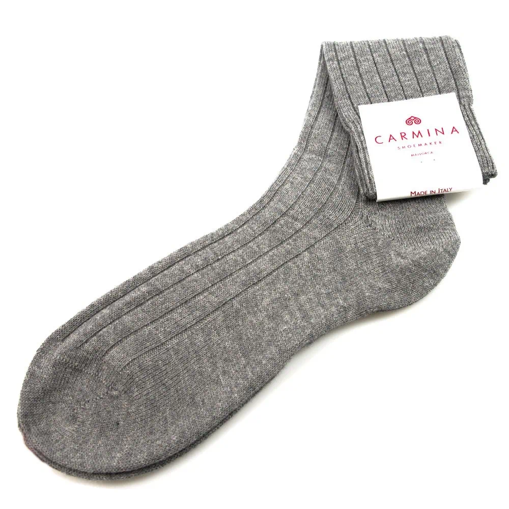 GREY WOOL AND CASHMERE SOCKS | CARMINA SHOEMAKER